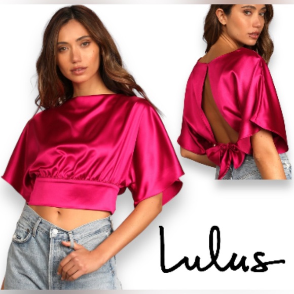 Lulus | Tops | Nwt Lulus Upgrade To Chic Satin Tieback Crop Top Xs ...